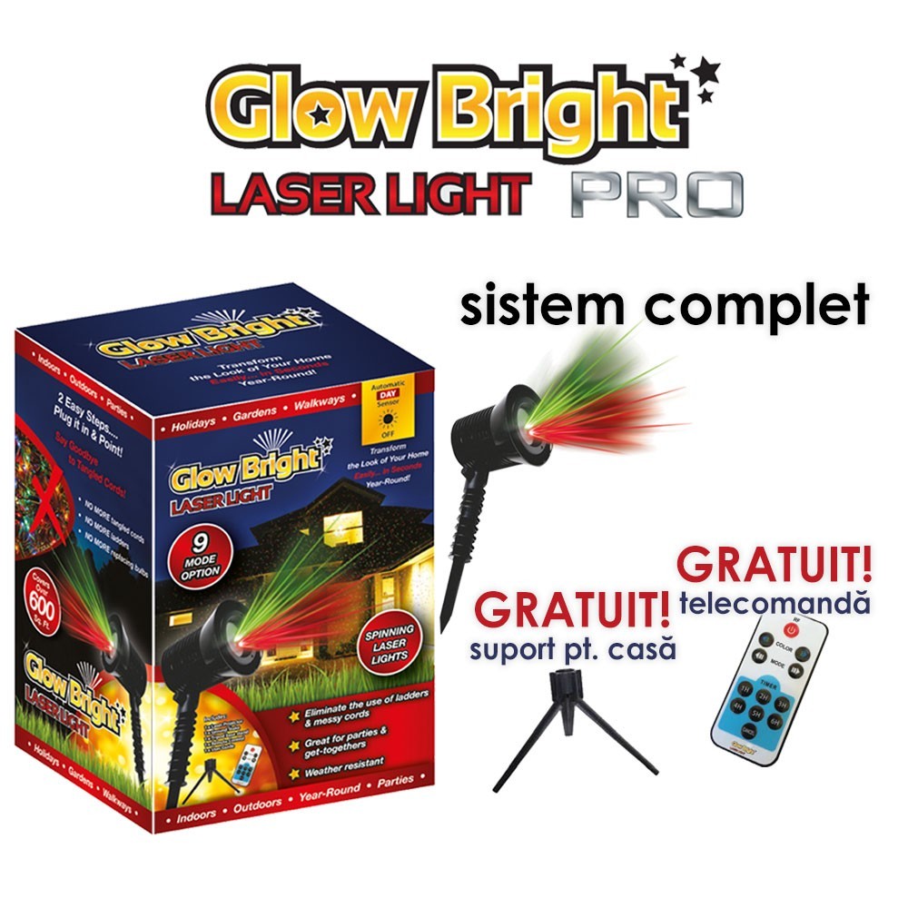 GlowBright Laser Light Pro - sistem laser complet cu limina miscatoare ...