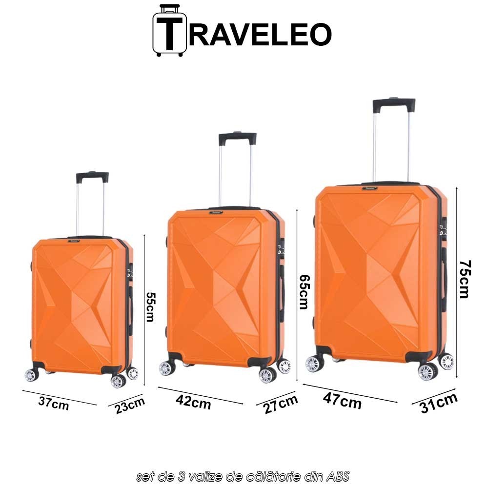 🧳Traveleo ABS03OR | preț 649lei - transport Gratuit | set de 3 valize ...