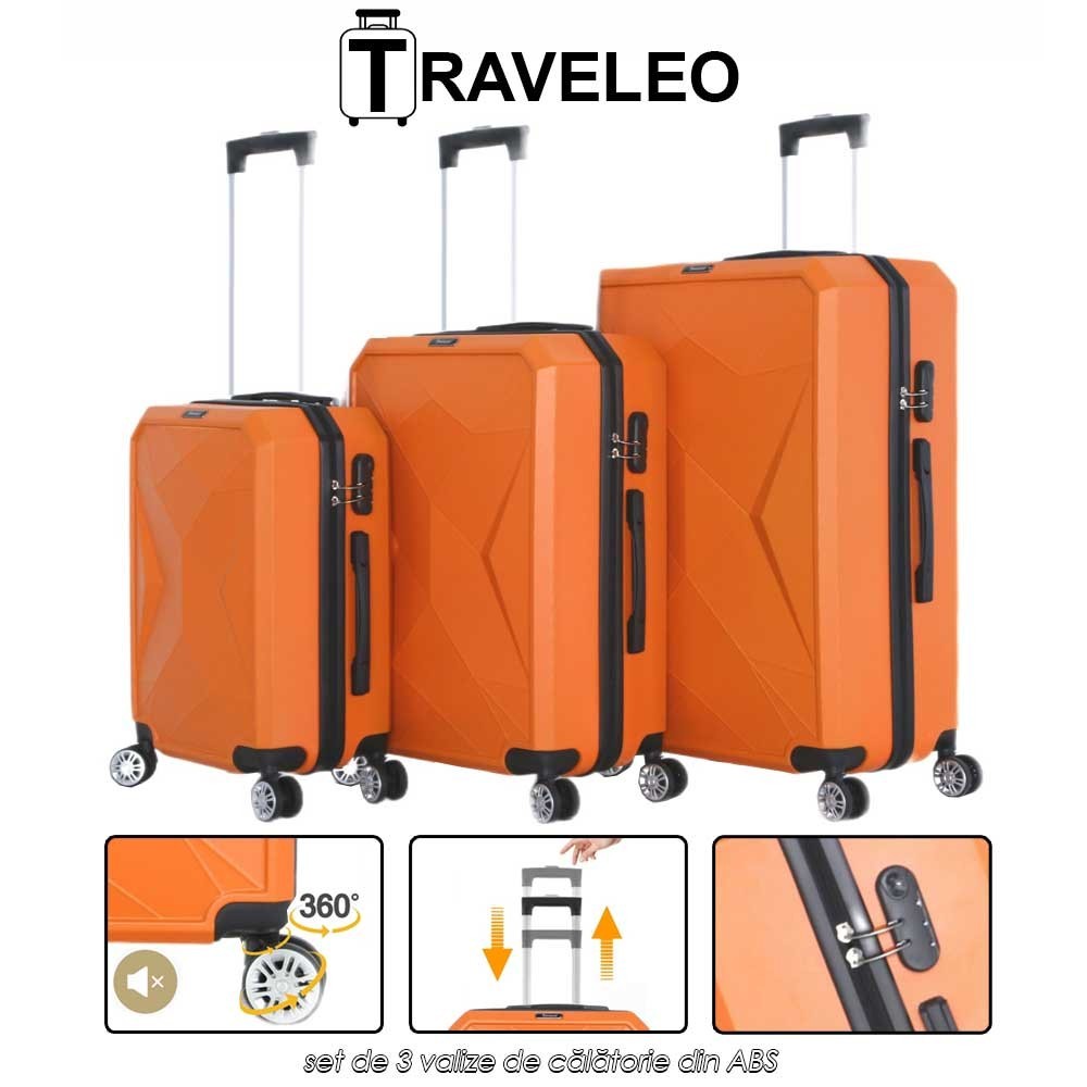 🧳Traveleo ABS03OR | preț 649lei - transport Gratuit | set de 3 valize ...