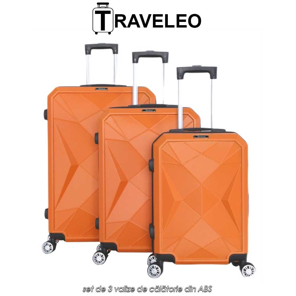 🧳Traveleo ABS03OR | preț 649lei - transport Gratuit | set de 3 valize ...