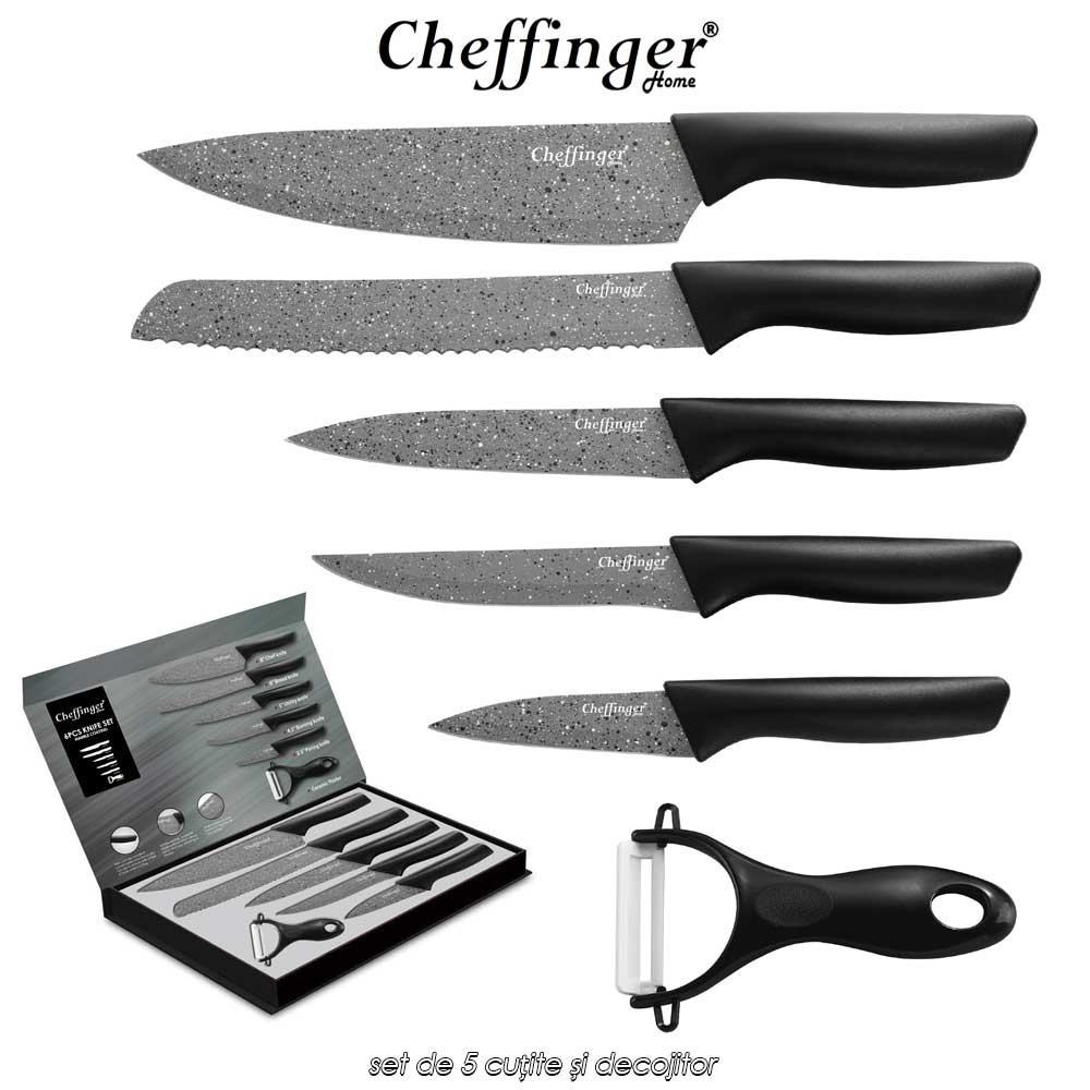 🔪Cheffinger Home MB05 | preț 59lei | set de 5 cuțite și decojitor | Telestar