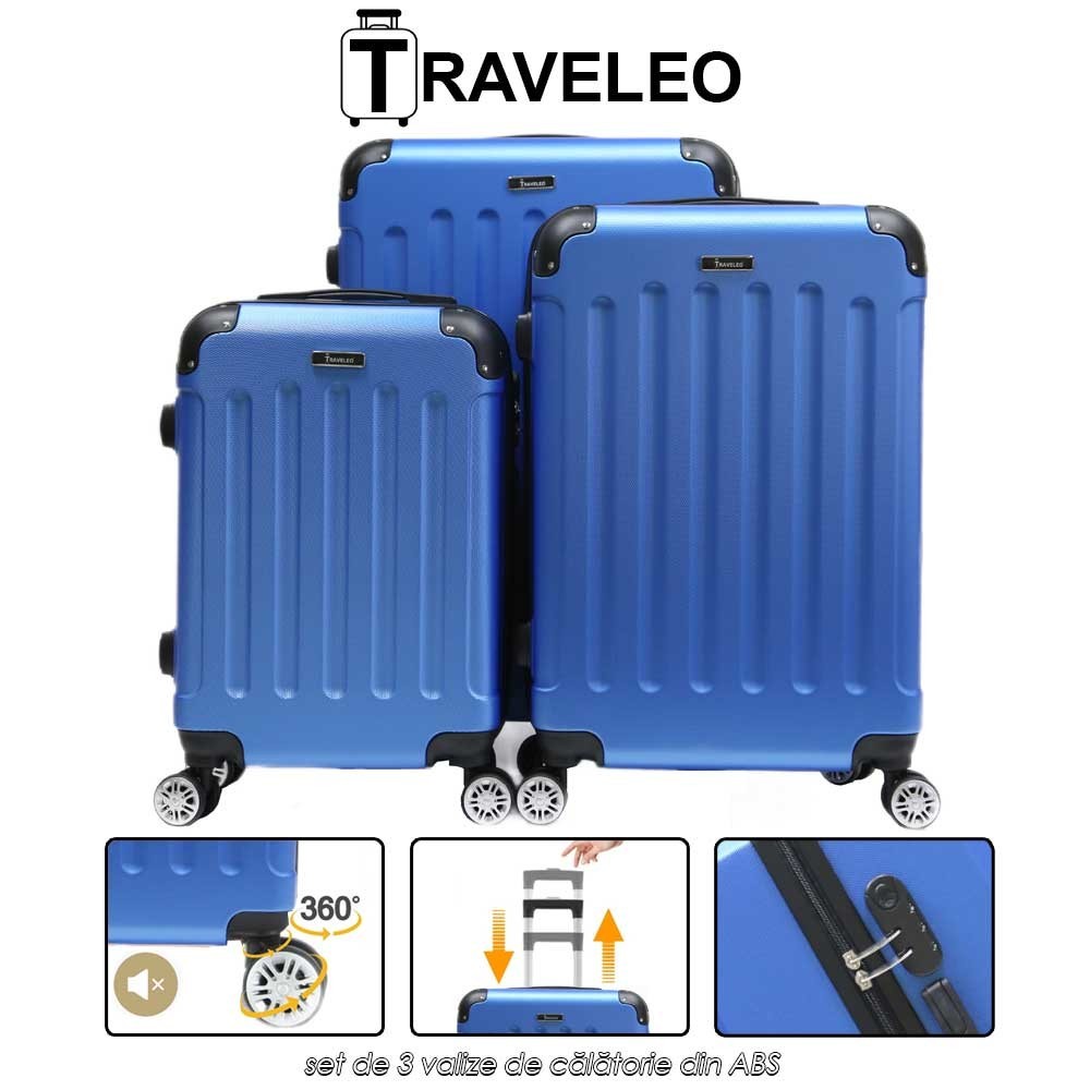 🧳Traveleo ABS01BL | preț 649lei - transport Gratuit | set de 3 valize ...