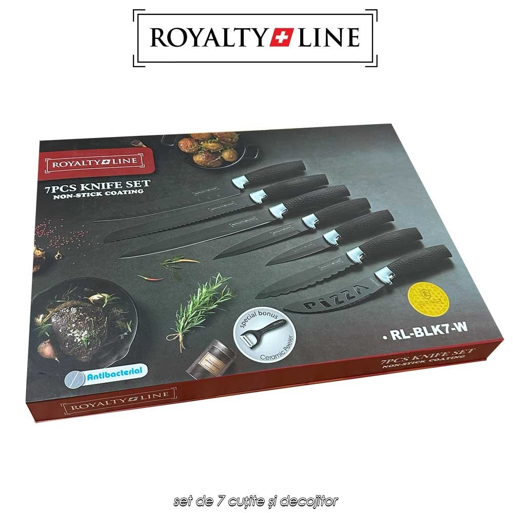 🔪Royalty Line RL-BLK7-W | preț 89lei | set de 7 cuțite și decojitor ...